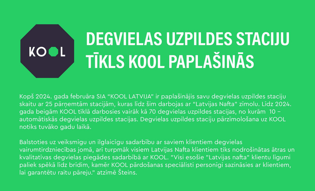 KOOL • Degvielas uzpildes stacijas