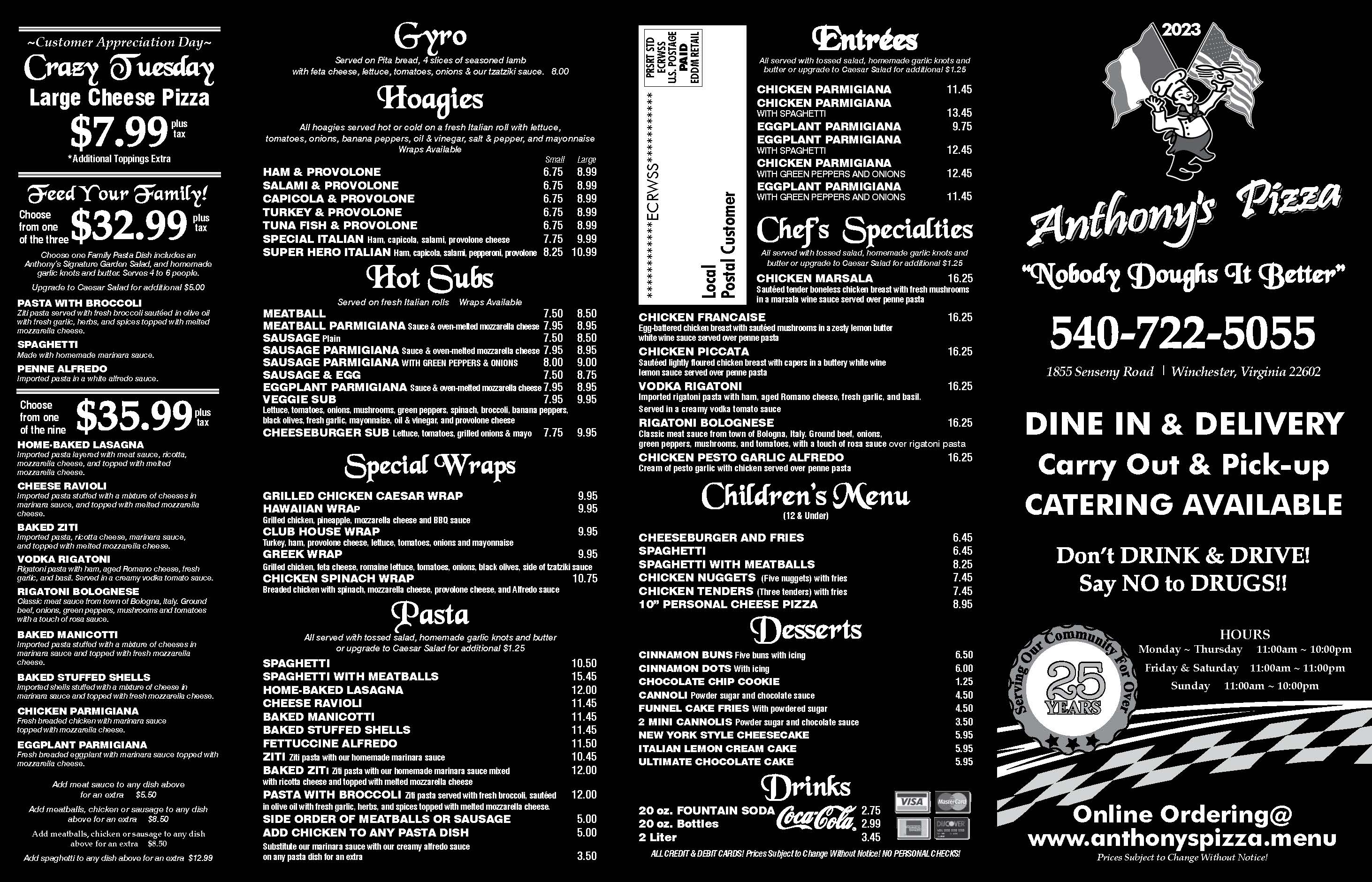 Anthony's Pizza - Menu