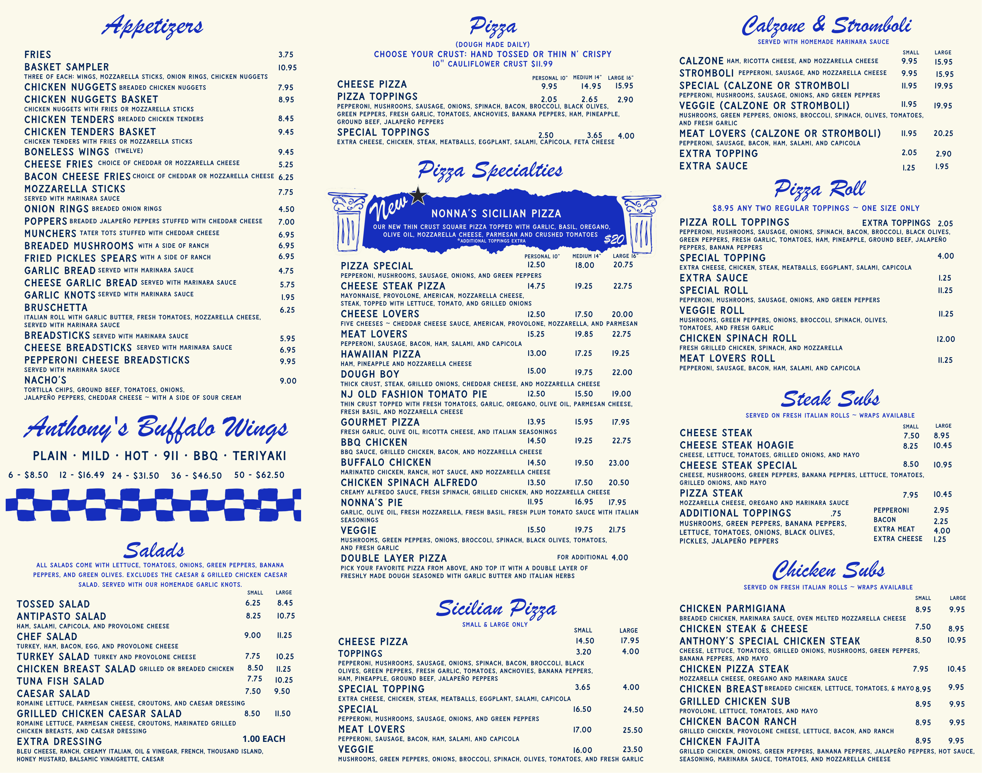 Anthony's Pizza - Menu