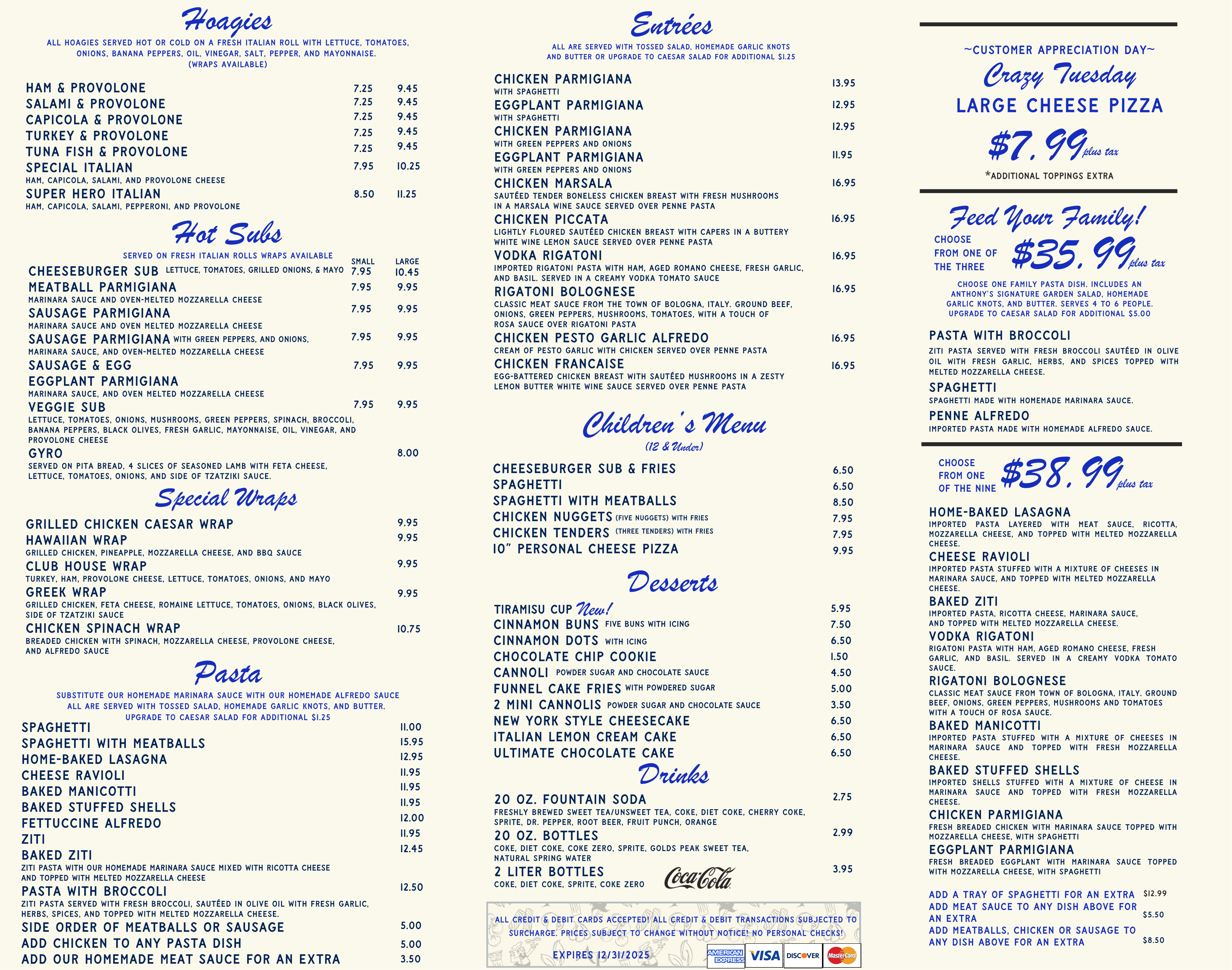 Anthony's Pizza - Menu