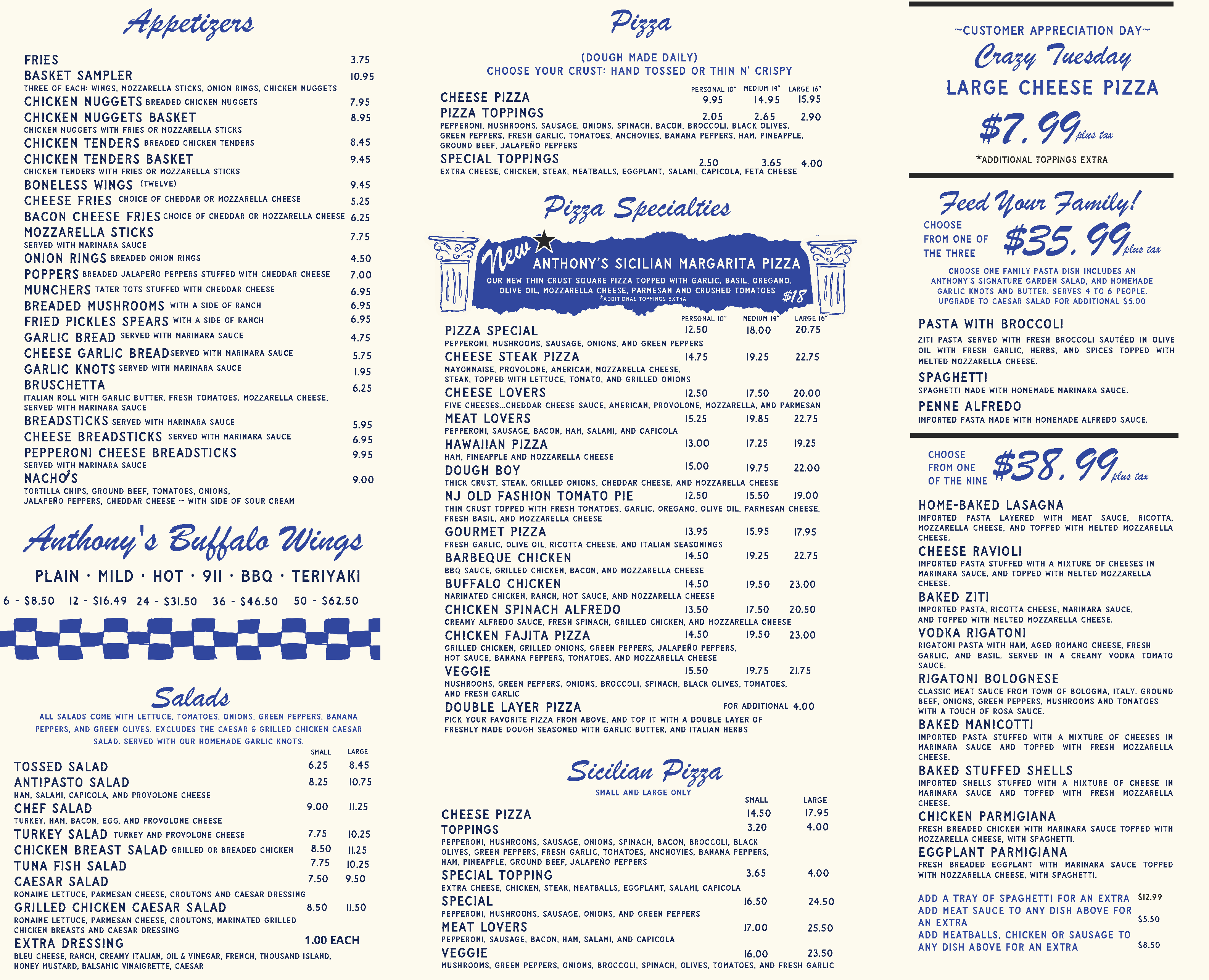 Anthony's Pizza - Menu