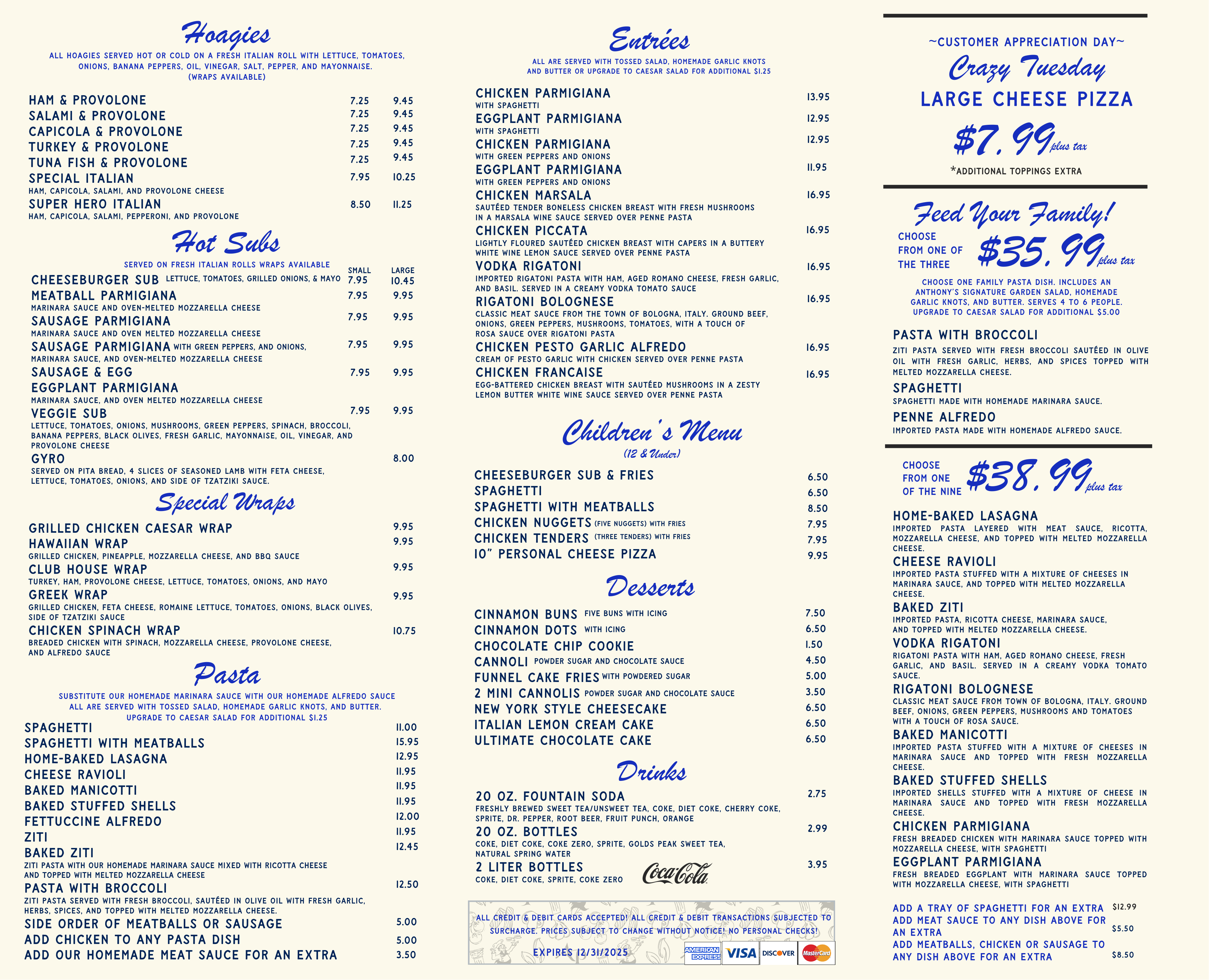 Anthony's Pizza - Menu