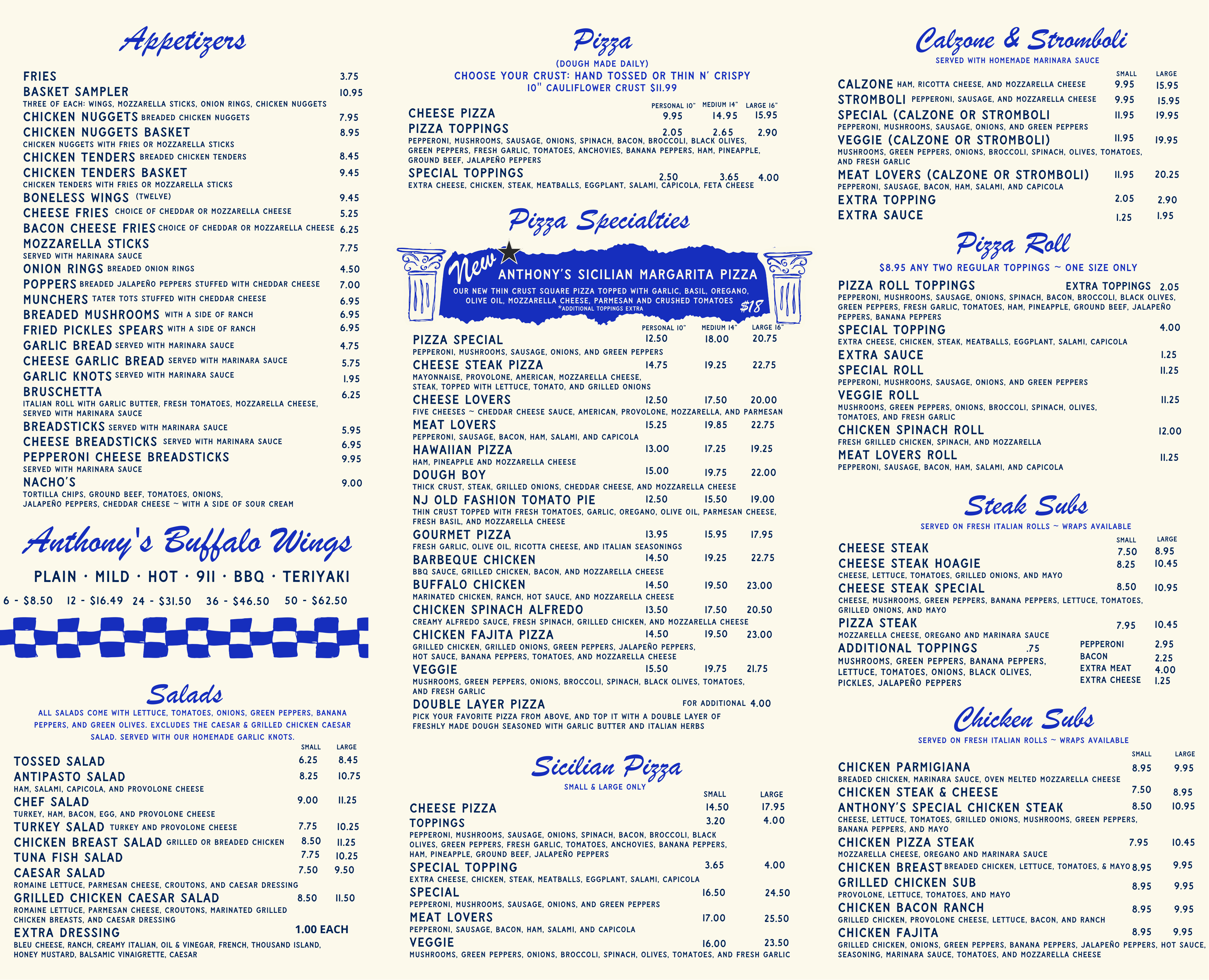 Anthony's Pizza - Menu